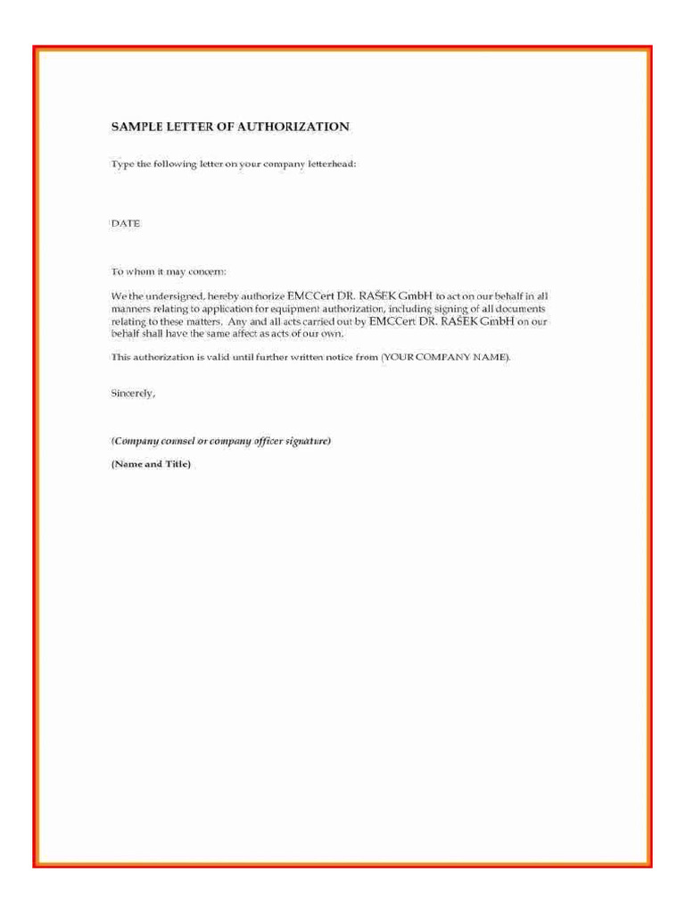 Example of Authorization Letter For Claiming | PDF
