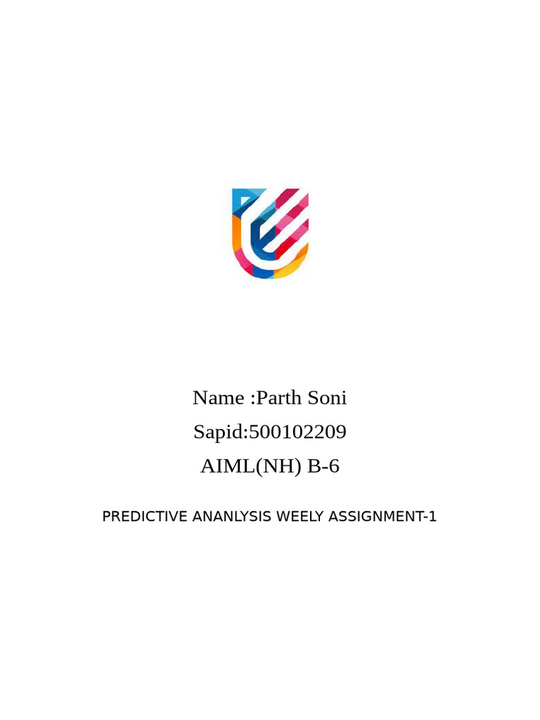 Asgn1 - Predicitve 1 | PDF