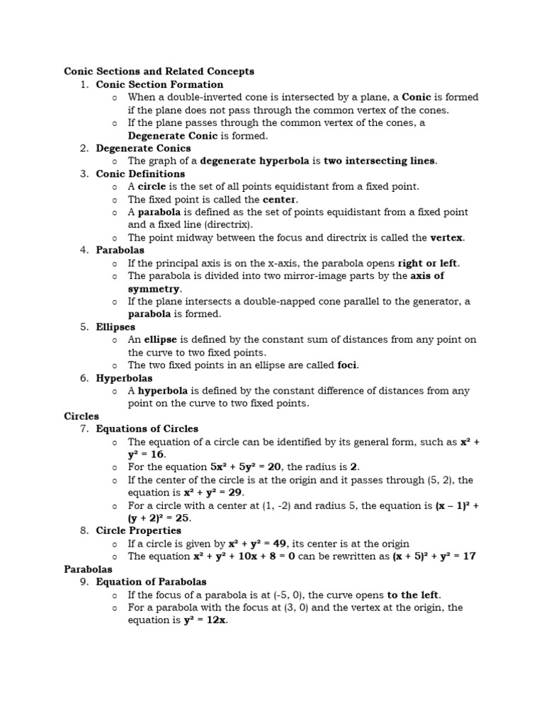 Conic Sections Explained | PDF | Analytic Geometry | Euclidean Geometry