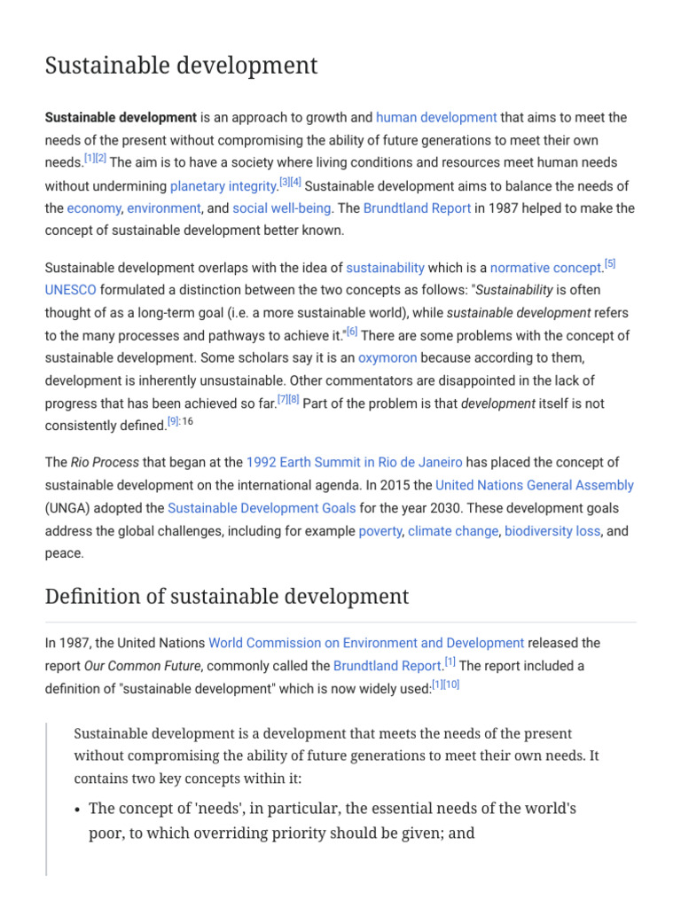 Sustainable Development - Wikipedia | PDF