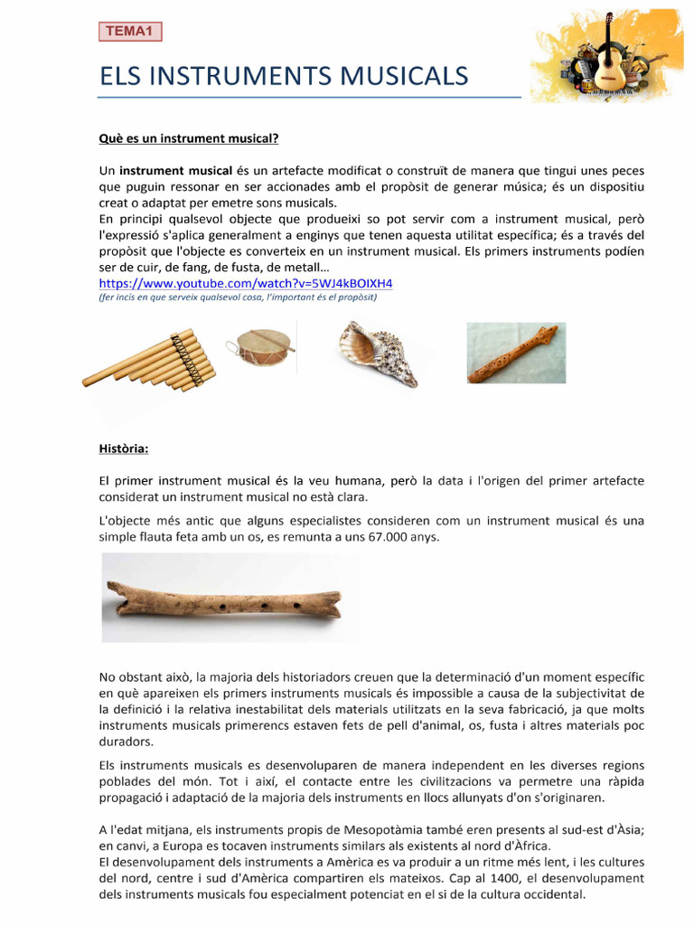 Microsoft Word - TEMA 1 Els Instruments Musicals | PDF