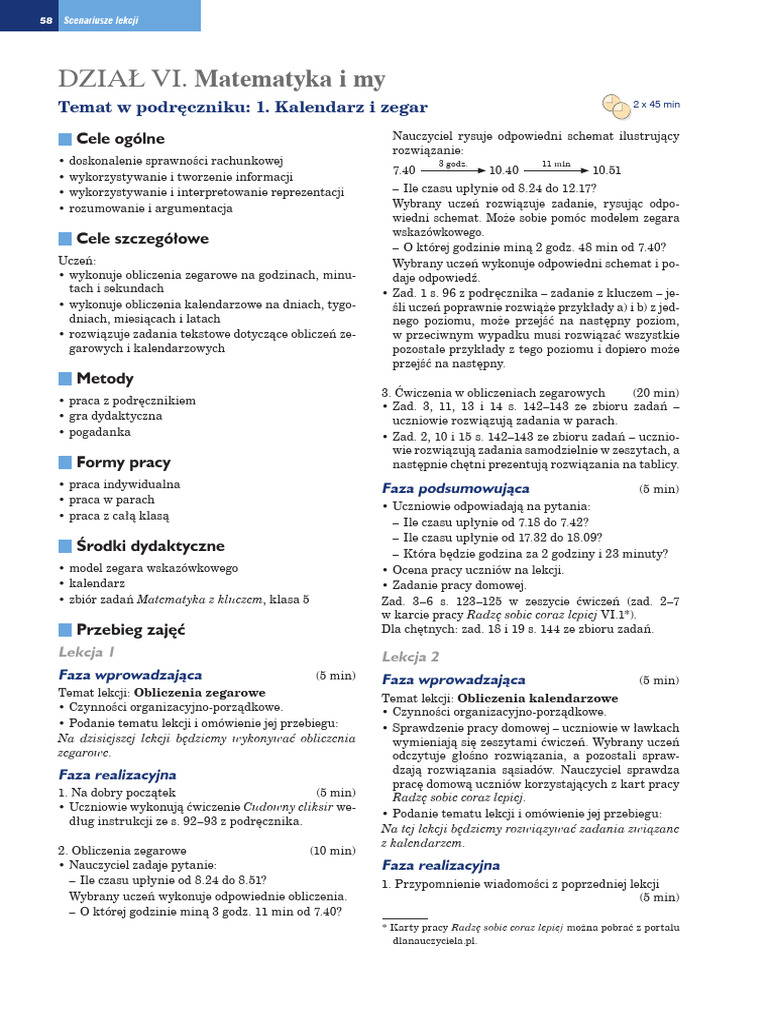 Scenariusze Lekcji Klasa 5 Dzial VI | PDF
