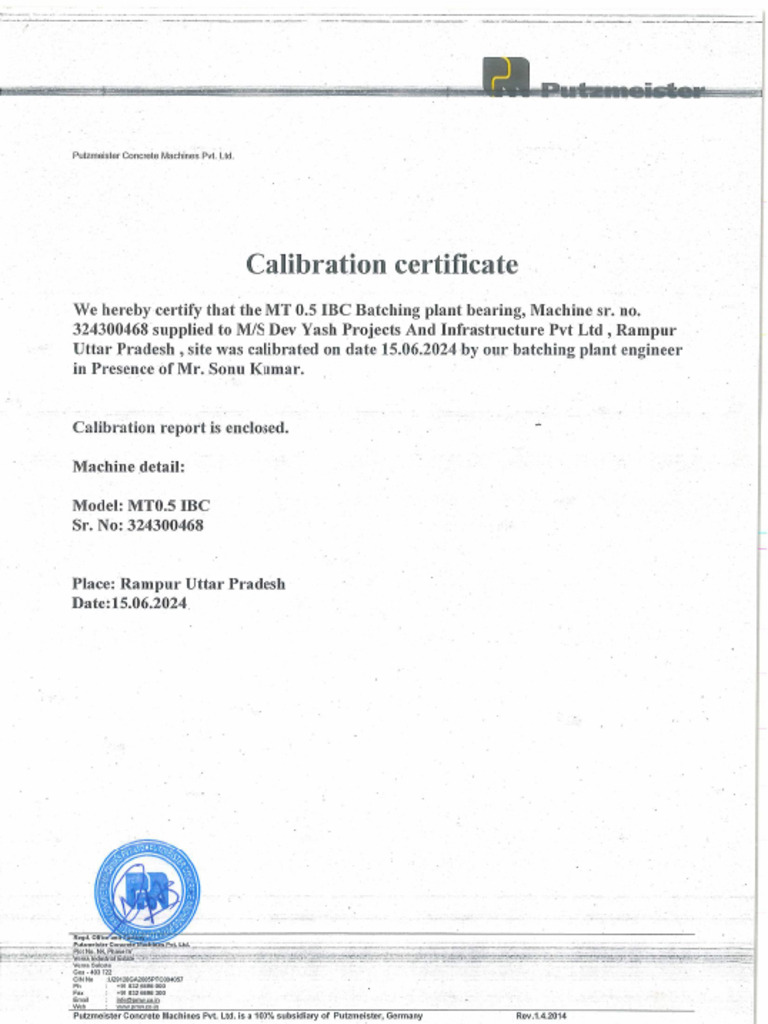 Batching Plant Calabration Report | PDF