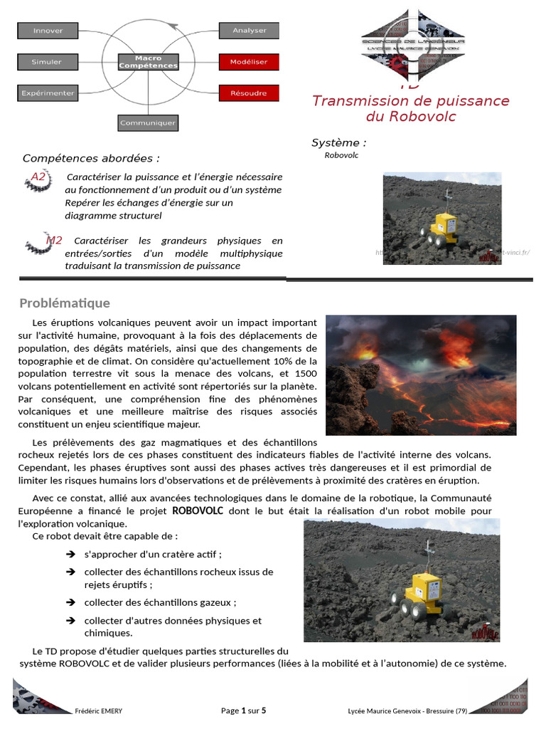Robovolc: Étude de Transmission de Puissance | PDF | Science ...
