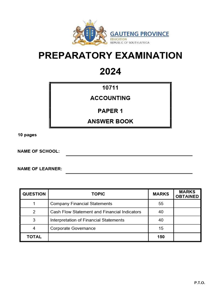 Accounting P1 Eng Answer Book - x5 | PDF