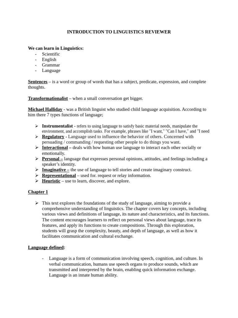 Introduction To Linguistics | PDF