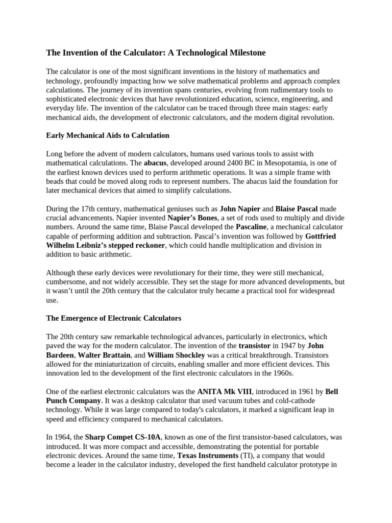The Invention of The Calculator | PDF