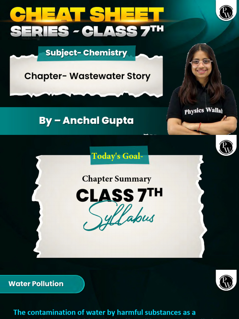 Science Chemistry Wastewater Story Class Notes Cheat Sheet Series | PDF