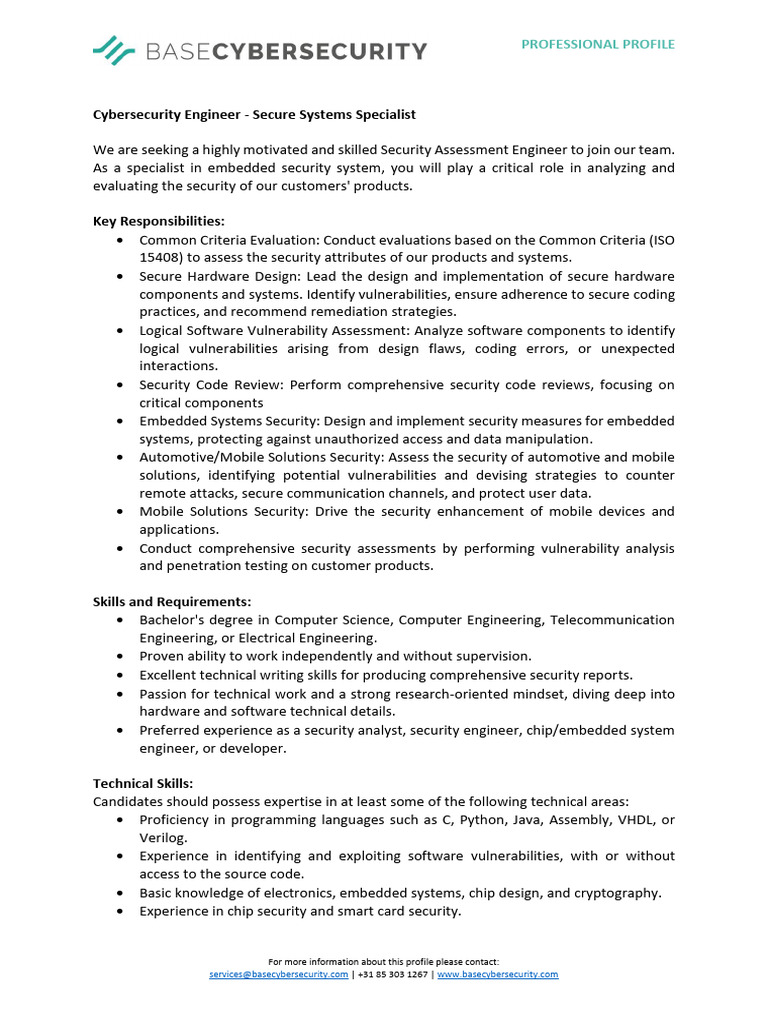Base Cyber Security - Secure Systems Specialist | PDF | Computer ...