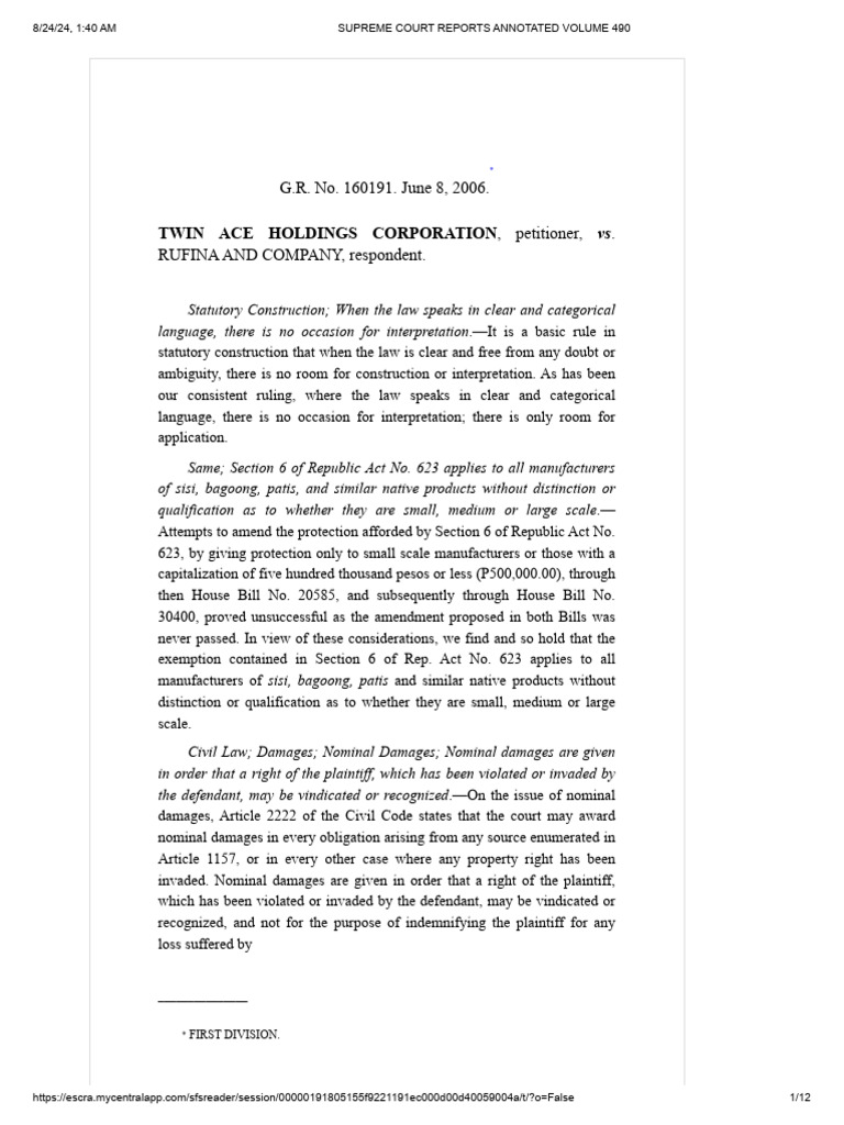 Twin Ace Vs Rufina | PDF