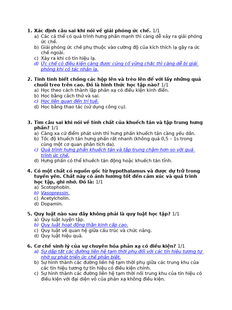 40 Cau Giưa Kì Có Dap An Giai Phau TLH TKCC | PDF