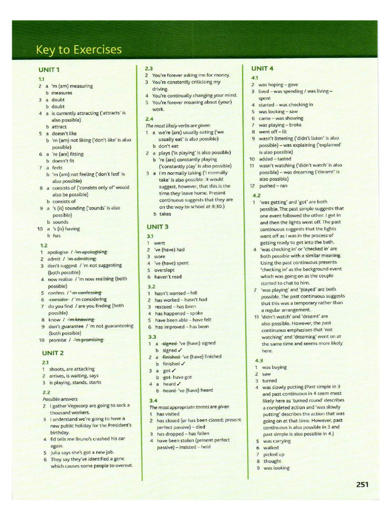 (Self-Study 1) Verb Tenses - Key | PDF