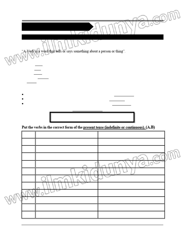 10th Class English Verb Exercises | PDF | Grammatical Tense | English ...