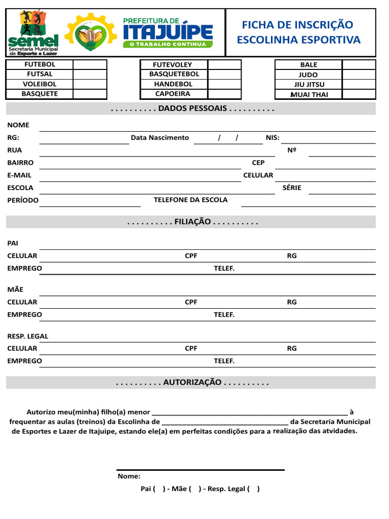 Ficha de Inscricao | PDF