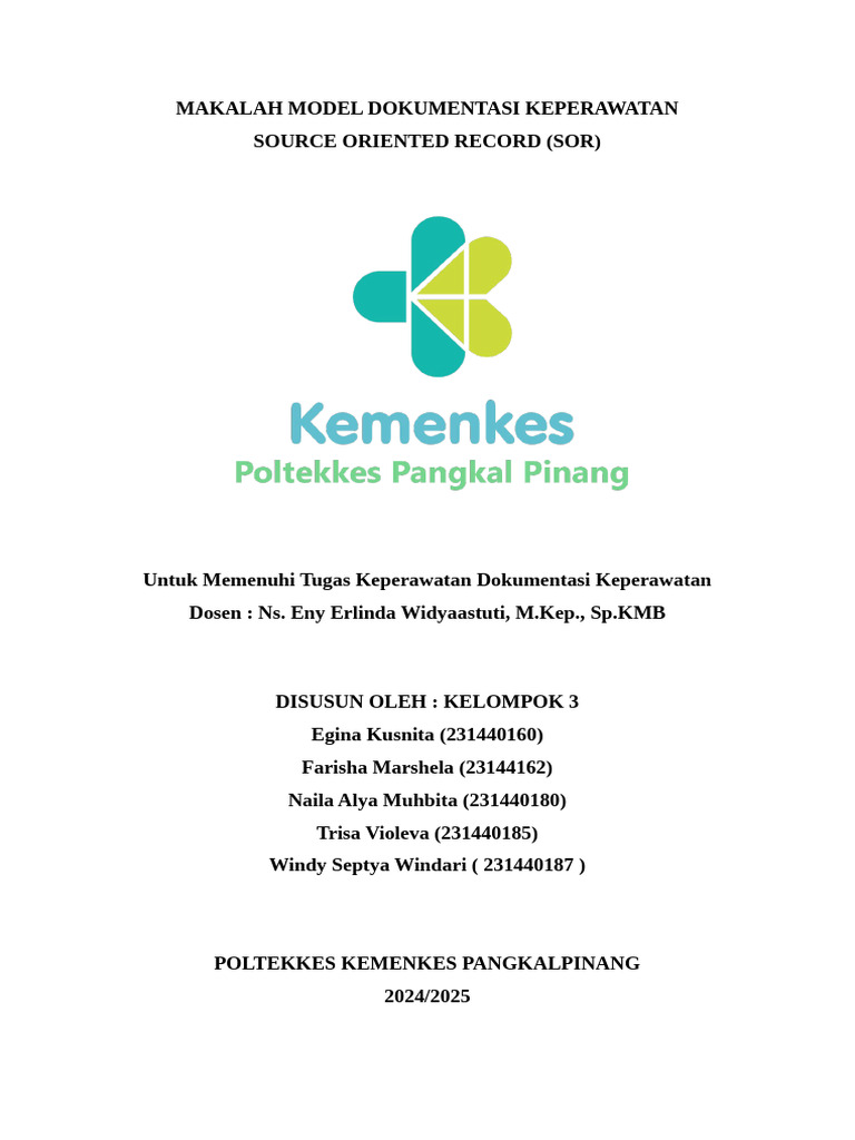 MAKALAH MODEL DOKUMENTASI KEPERAWATAN - Kelompok 3 | PDF