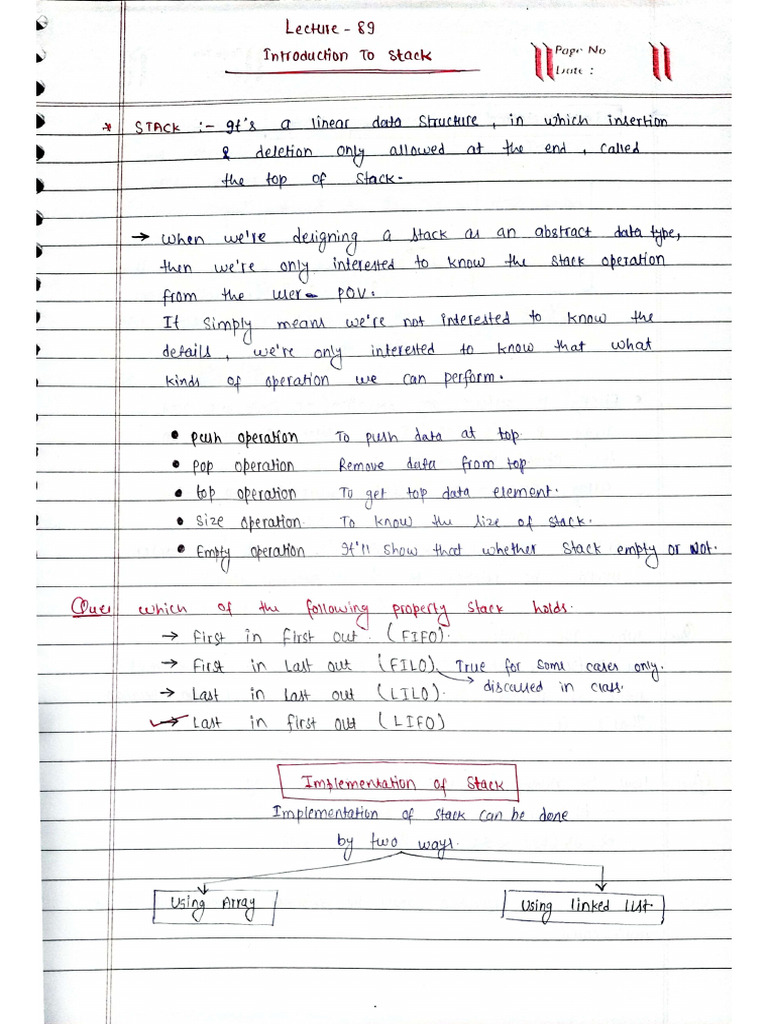 STACK Complete Notes | PDF