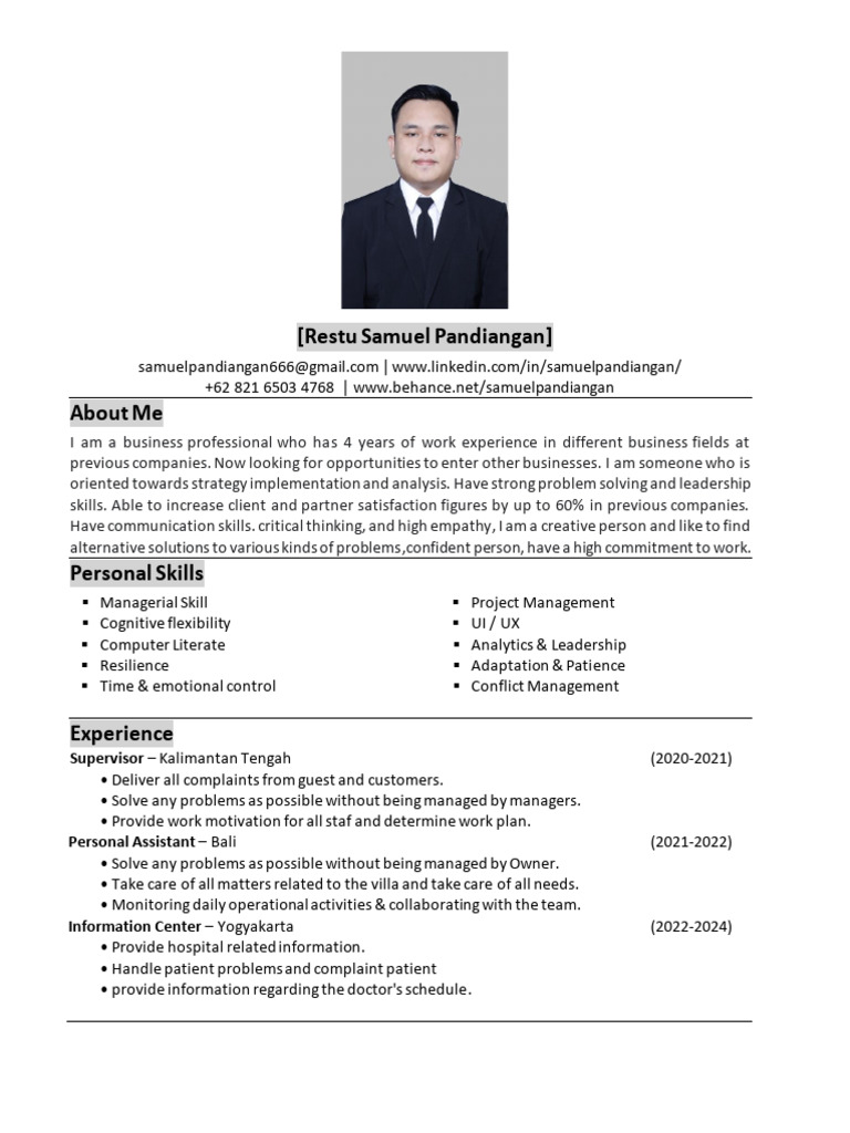 CV Restu Samuel Pandiangan | PDF