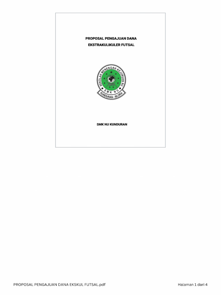 PROPOSAL PENGAJUAN DANA EKSKUL FUTSAL - PDF - 20240804 - 094251 - 0000 | PDF