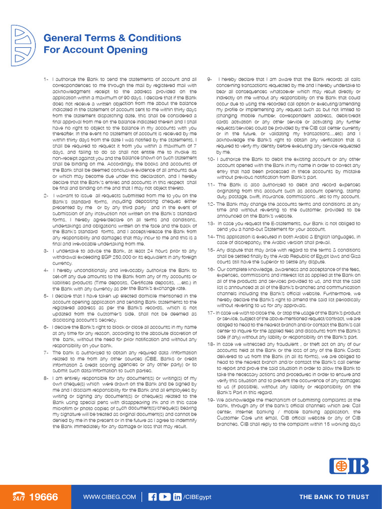 General Terms & Conditions For Account Opening | PDF
