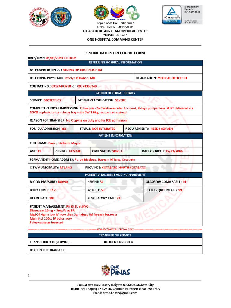 Crmc-Ohcc Online Referral Form | PDF
