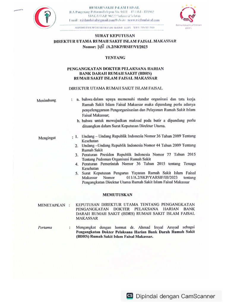 Pelaksana Dokter Hari BDRS | PDF