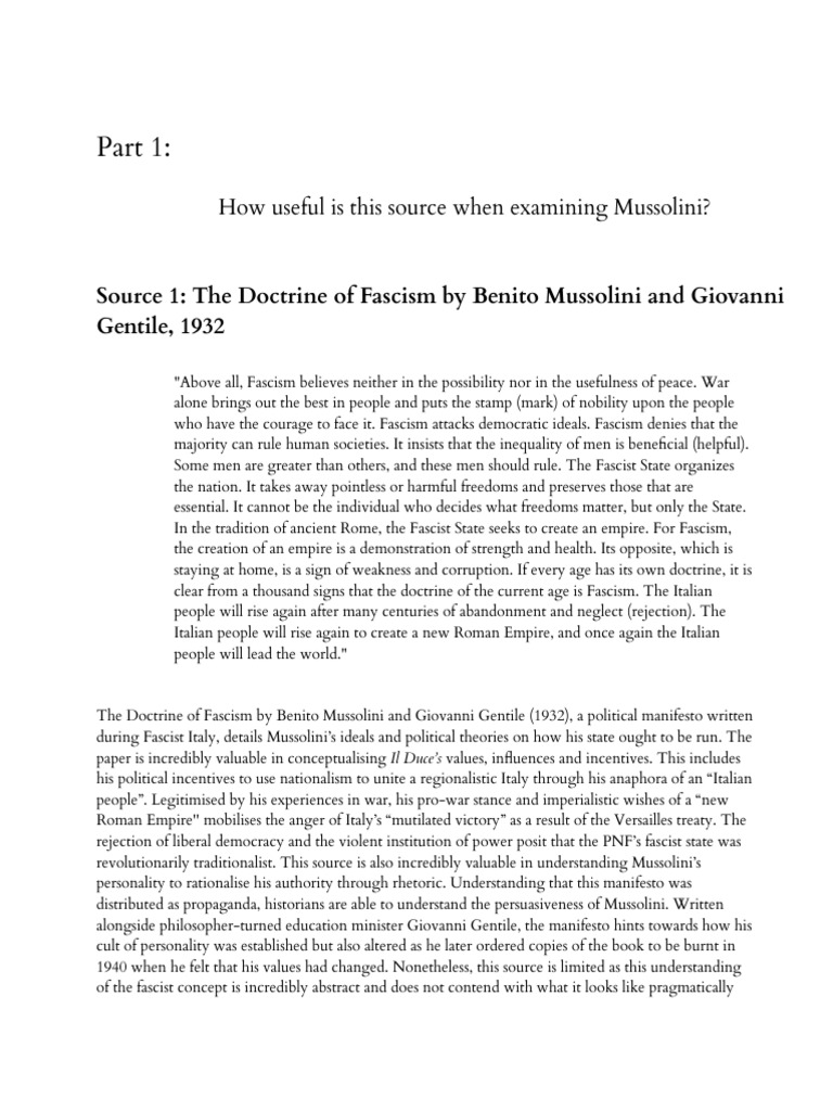 Mussolini Prelim Task 1 | PDF