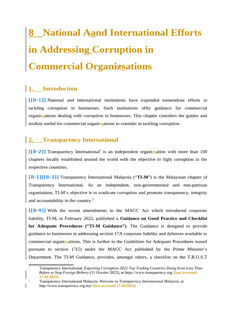 National and International Efforts in Addressing Corruption in ...