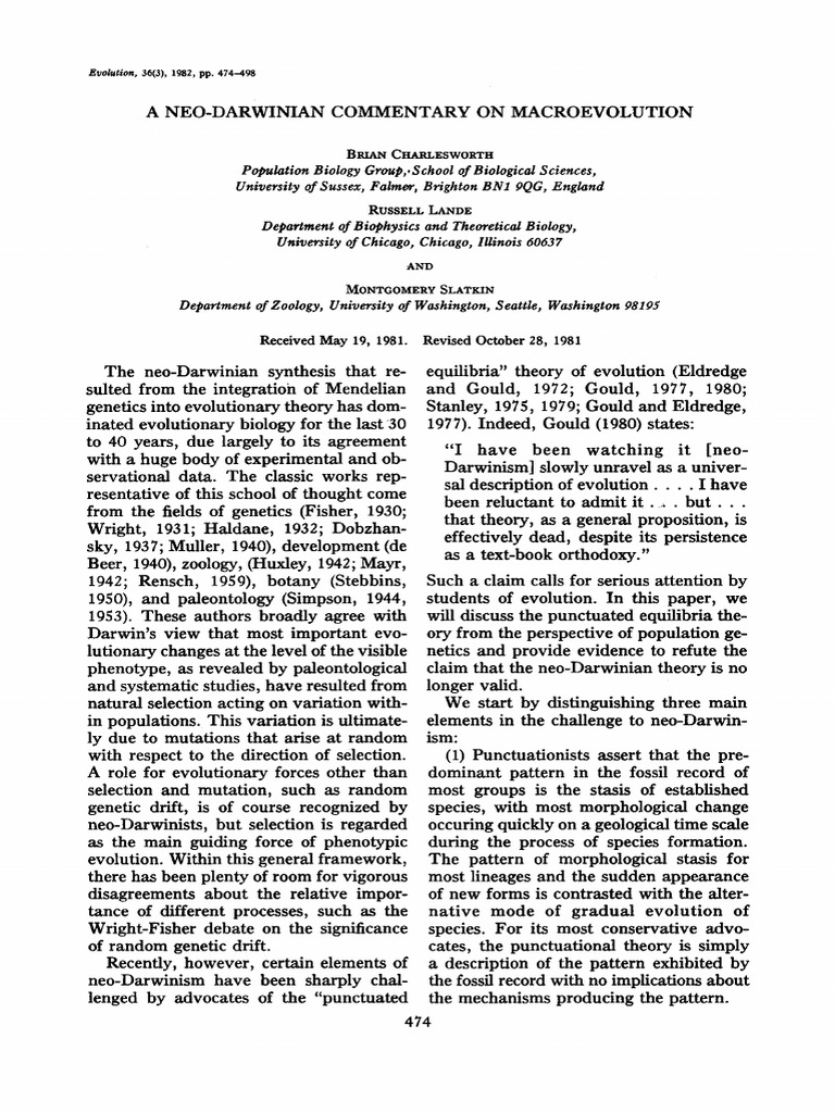A Neo Darwinian Commentary On Macroevolution | PDF A Neo Darwinian Commentary On Macroevolution | PDF