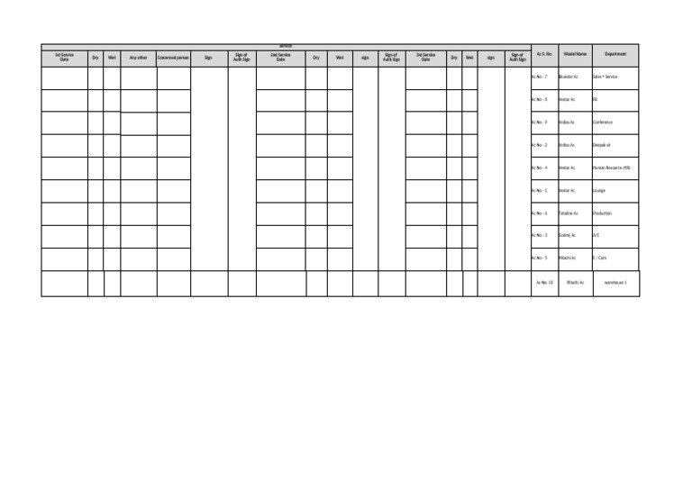 AC Service Sheet | PDF