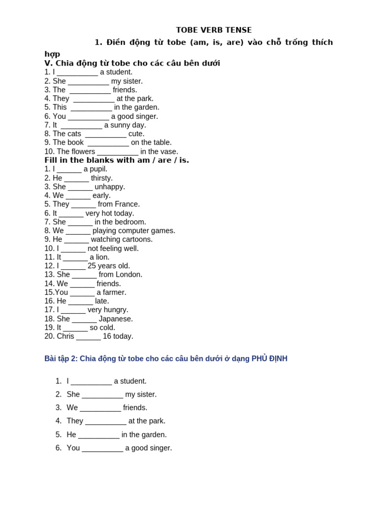 Tobe Verb Tense | PDF