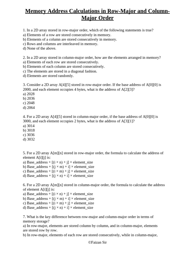 Memory Address MCQ | PDF