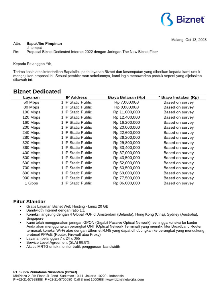 Proposal Biznet | PDF | Computing | Network Architecture