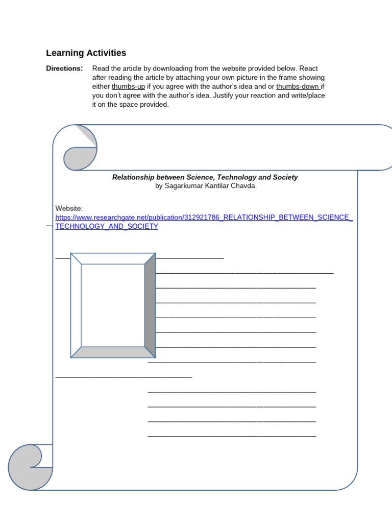 Sts Learning Activities Unit1 (3) 035742 | PDF