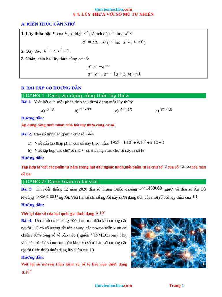 Bai Tap Bai 4 LUY THUA VOI SO MU TU NHIEN CTST | PDF