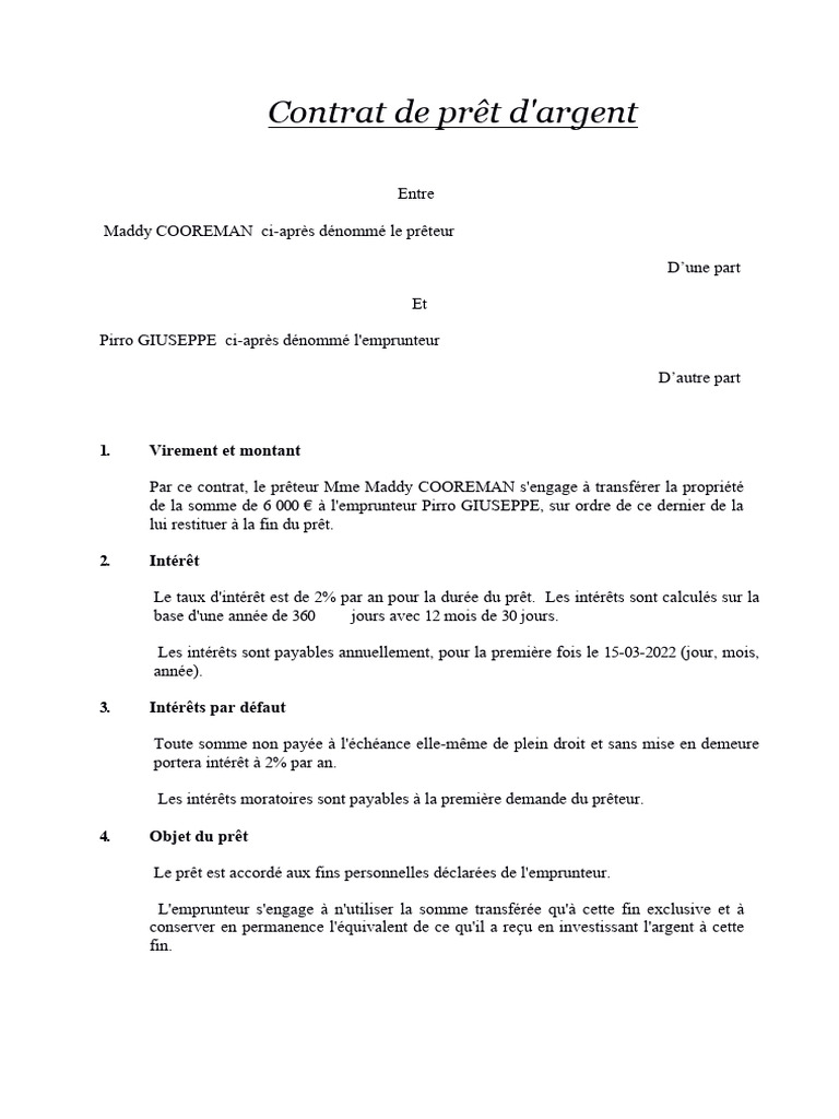 Contrat de Prêt | PDF