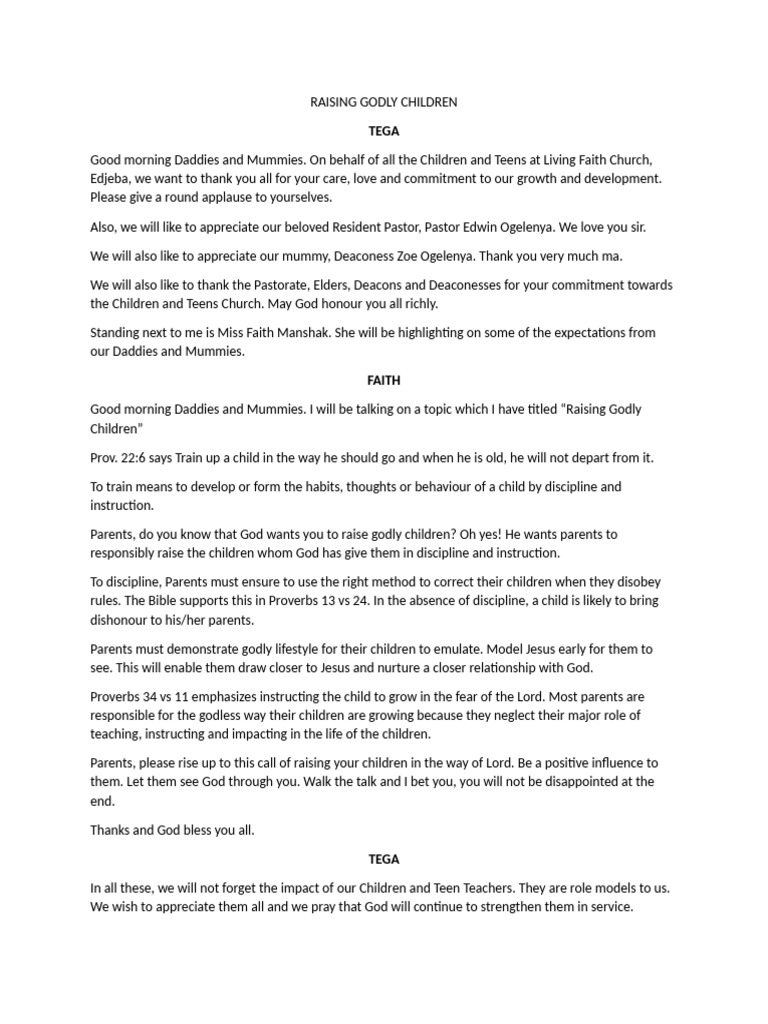 Raising Godly Children | PDF