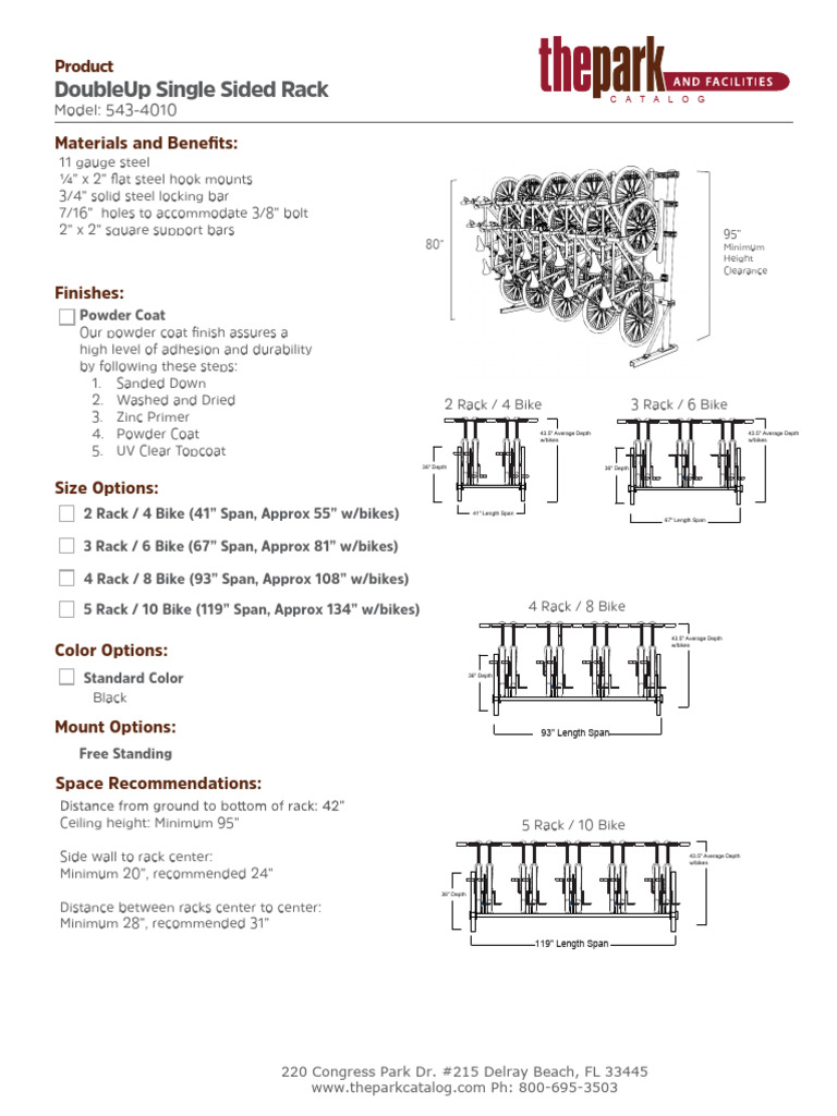 543-4010 DoubleUp Single Sided Bike Rack Spec Sheet | PDF
