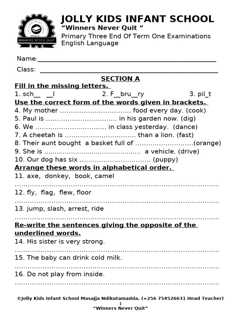 English p.3 Jolly Kids | PDF