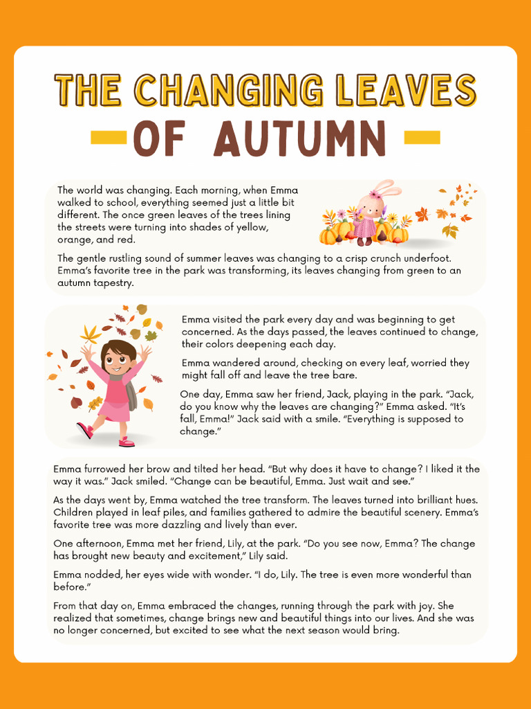 Fall Leaves Reading Comprehension Worksheet For Speech Therapy in A ...