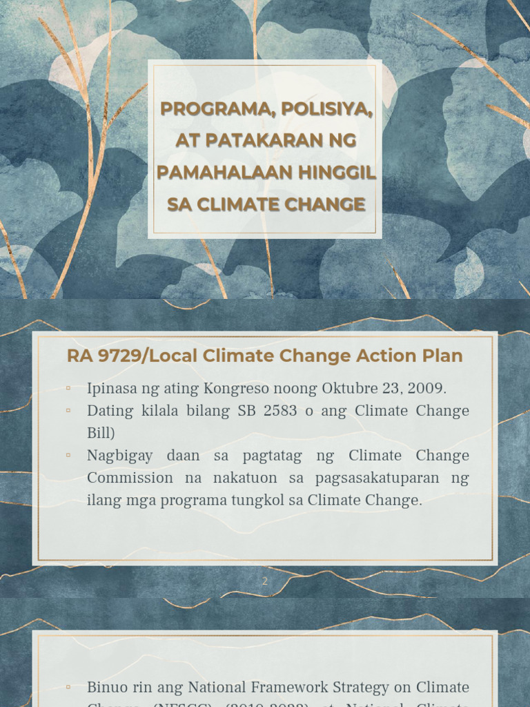 Programa, Polisiya, at Patakaran NG Pamahalaan Hinggil Sa Climate Change | PDF