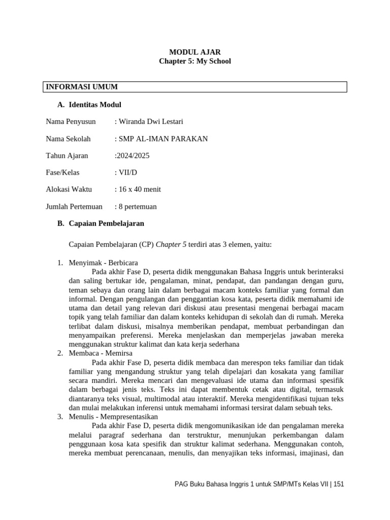 7.5 Modul Ajar Chapter 5 (FIX) | PDF