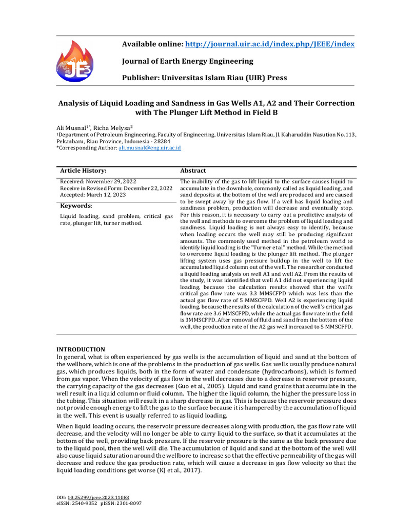 Analysis of Liquid Loading and Sandness in Gas Wel | PDF