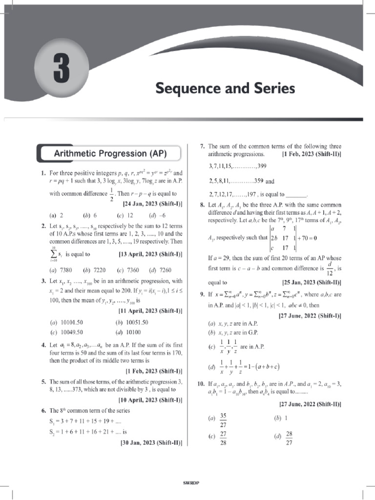 Sequence and Series Pyq | PDF