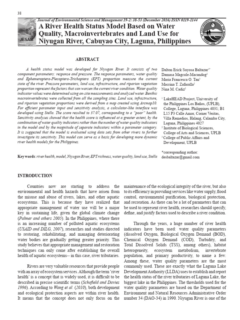 A River Health Status Model Based On Wat | PDF
