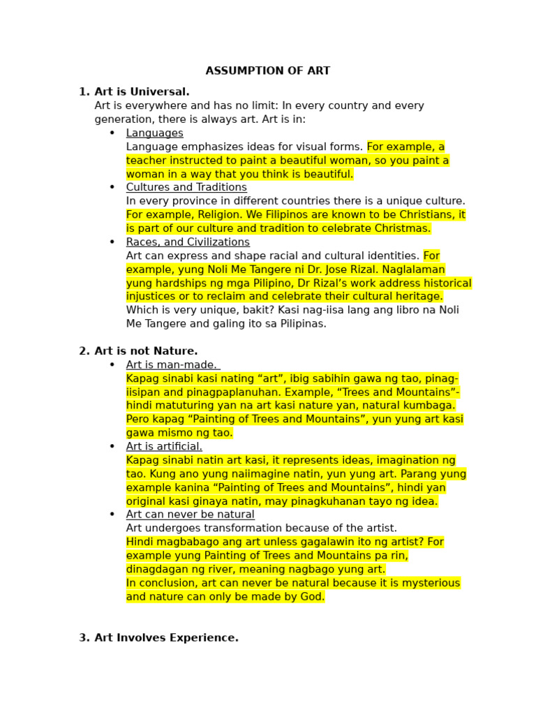 Assumption of Art | PDF