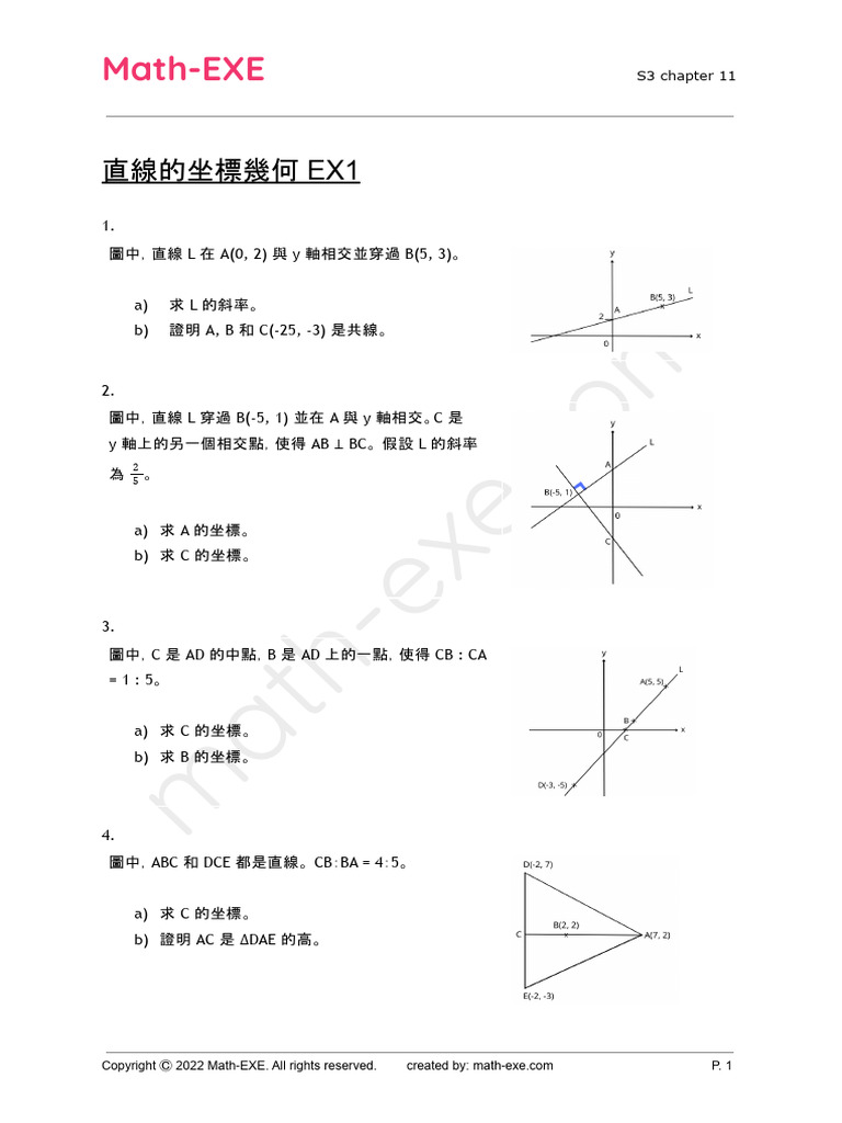 s3 ch11 Coordinate Geometry of Straight Line Ex1 Chi | PDF | Freedom Of Expression Law ...