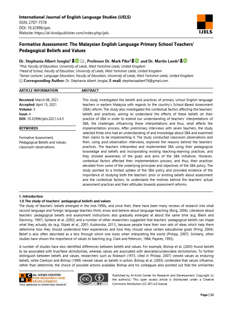 Formative Assessment The Malaysian English Languag Pdf