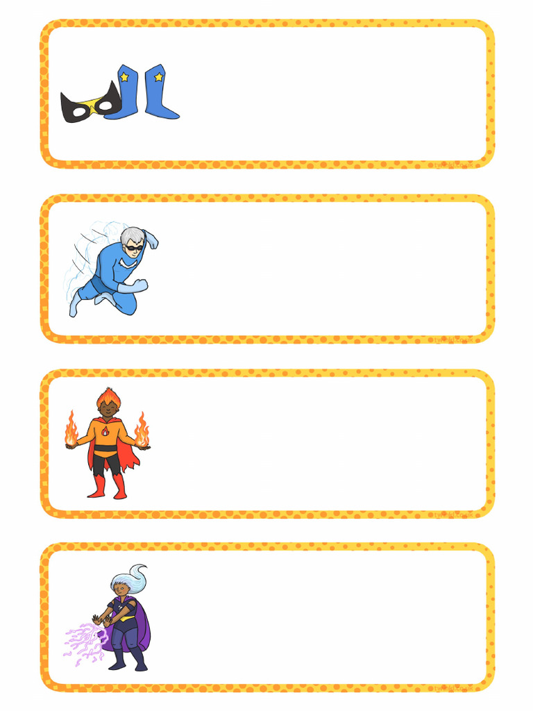 Superhero Themed Drawer Peg Tray Labels | PDF