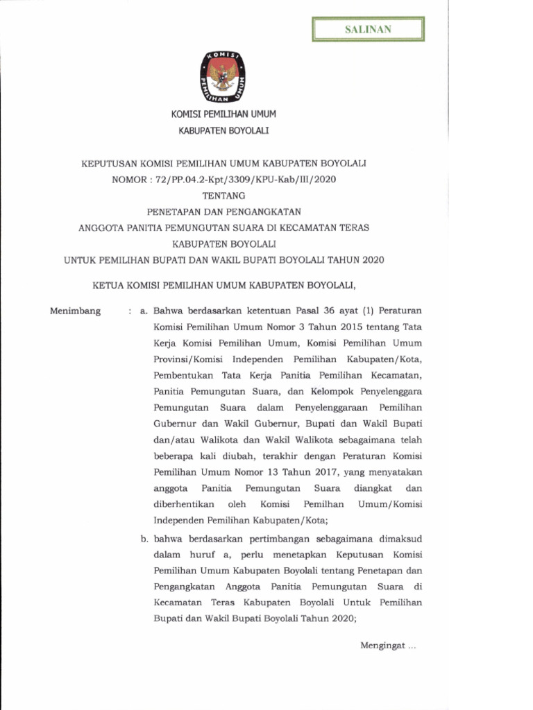 Salinan SK No. 72 - Pps Teras - Stempel | PDF