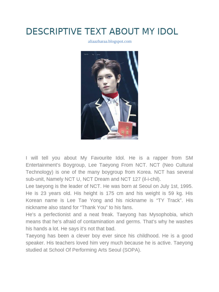 Descriptive Text About My Idol | PDF